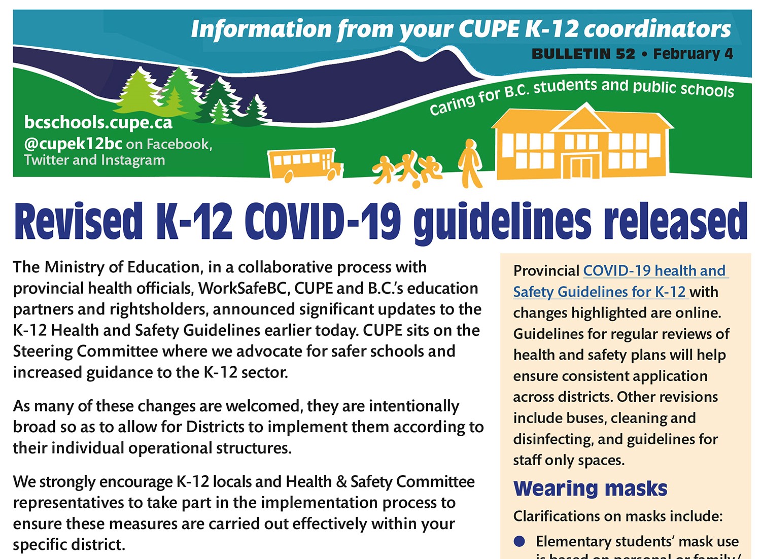K-12 Bulletin #52 - Revised K-12 COVID-19 guidelines released