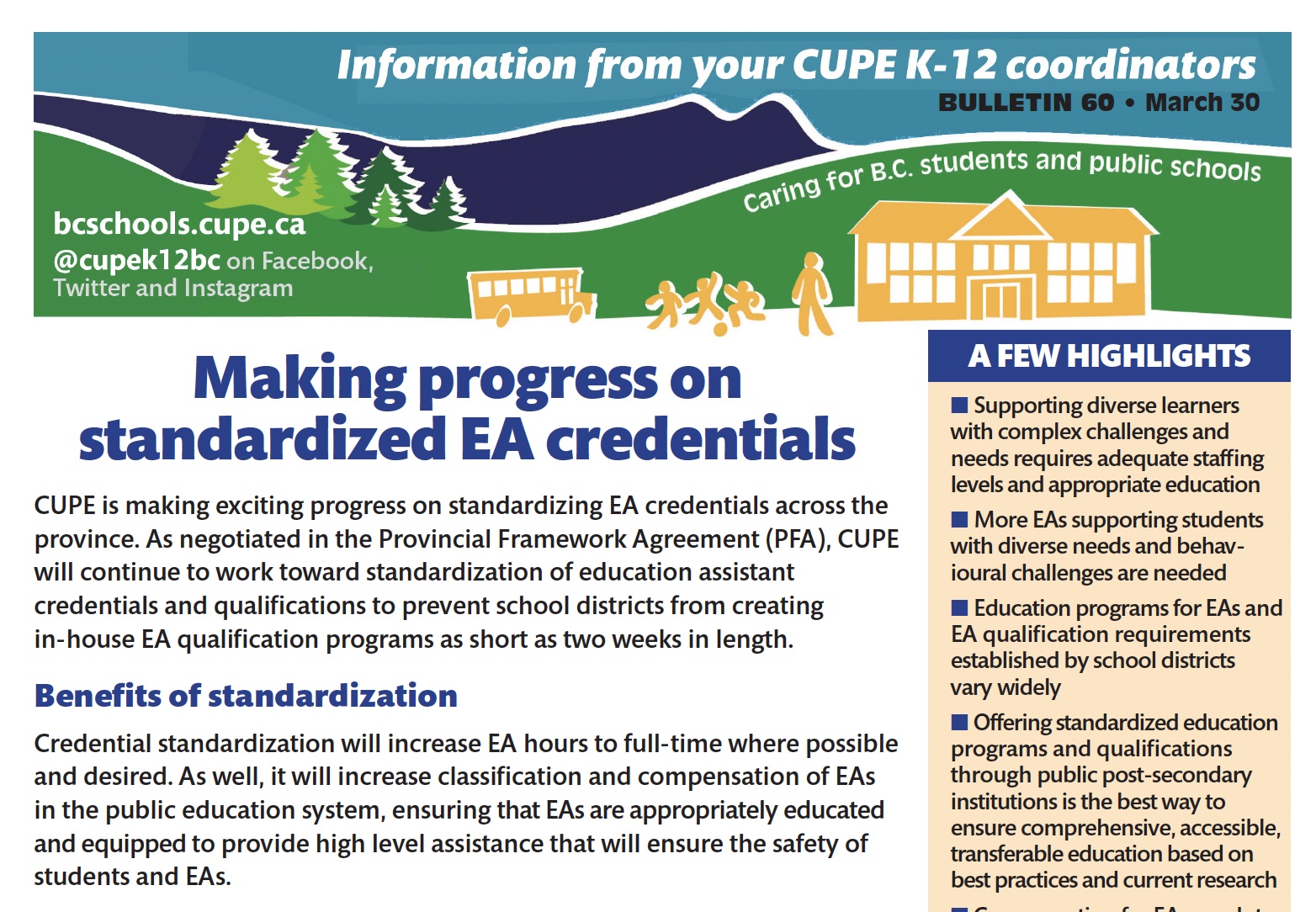 K-12 Bulletin 60 - Making progress on standardized EA credentials