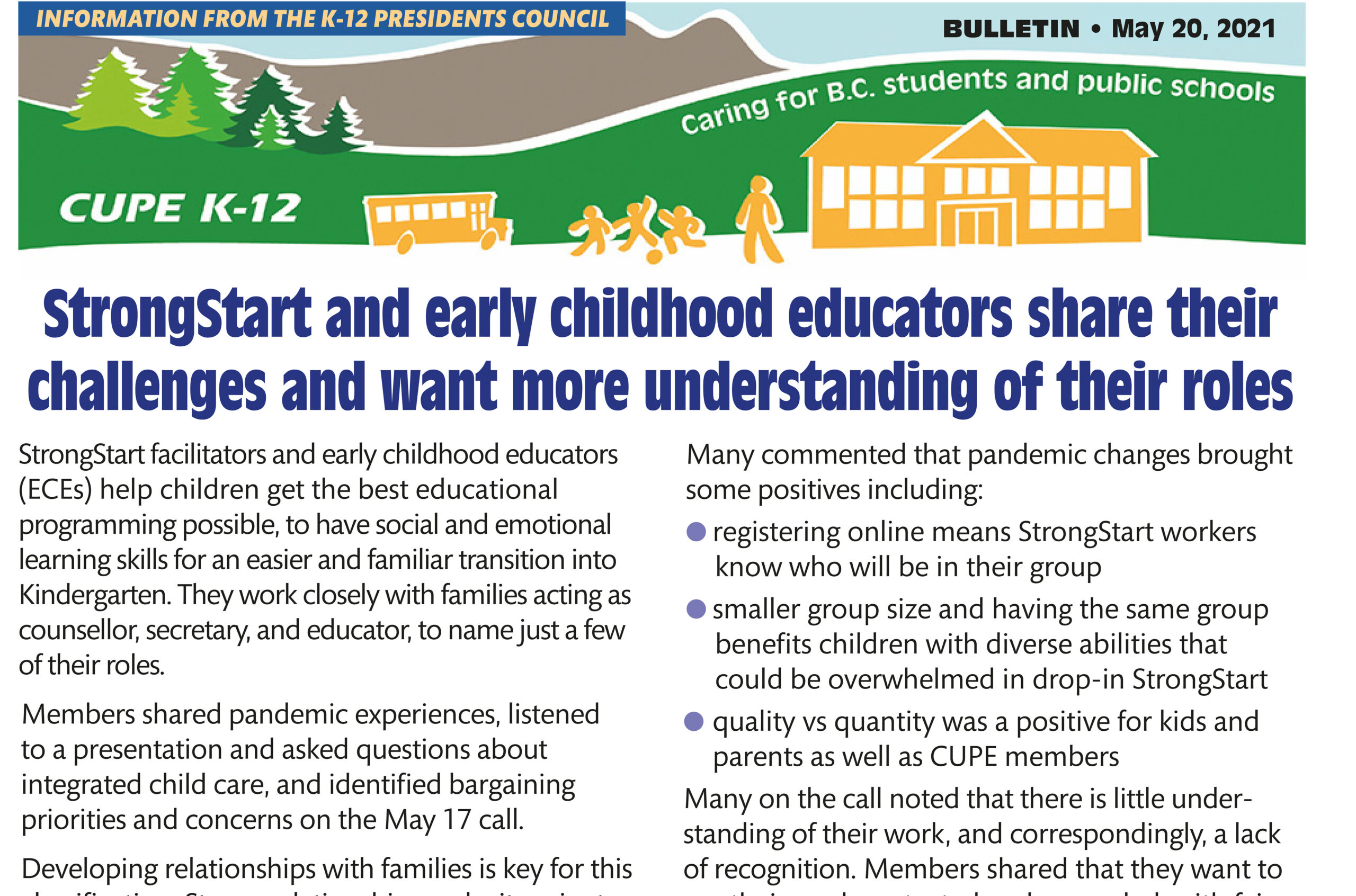 Bulletin - StrongStart and early childhood educators share their ...