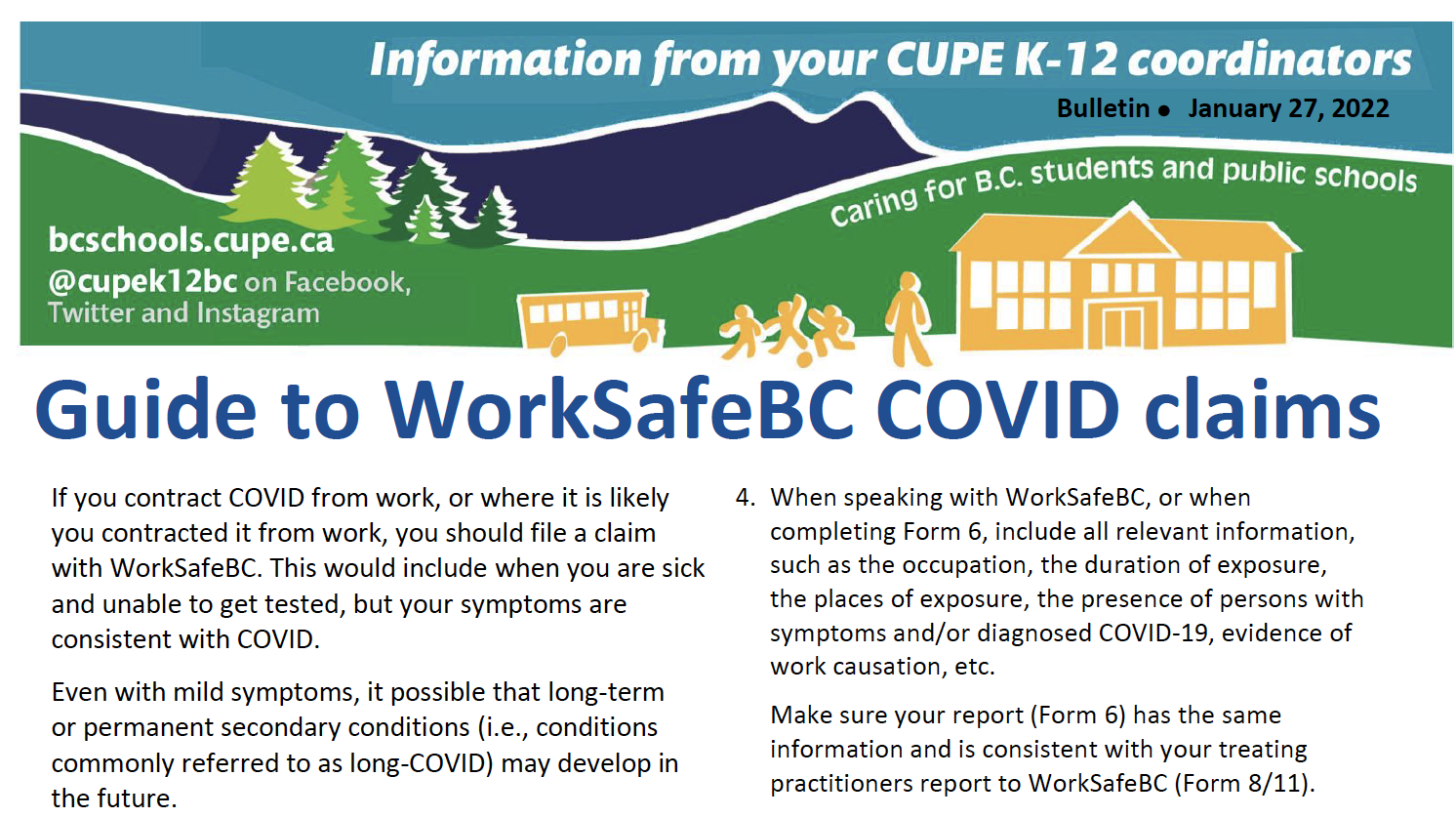 Bulletin - Guide to WorkSafeBC COVID claims